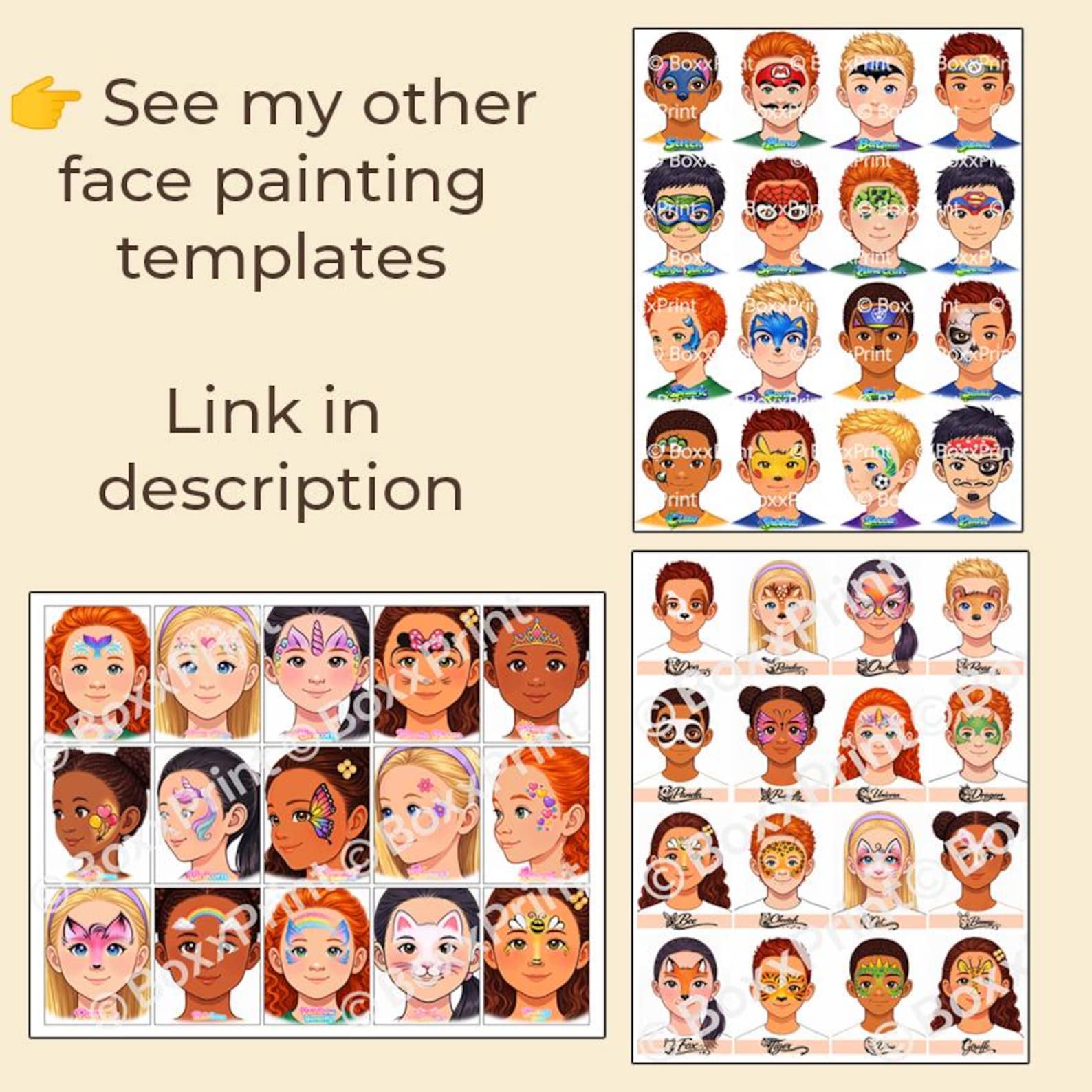 16 Simple Easter & Spring Face Paint Designs – Menu Boards – Printable ...