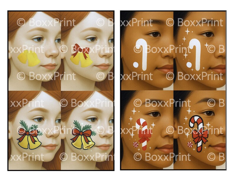 Easy CHRISTMAS Face Paint Templates | 8 Step-by-step Face Painting ...