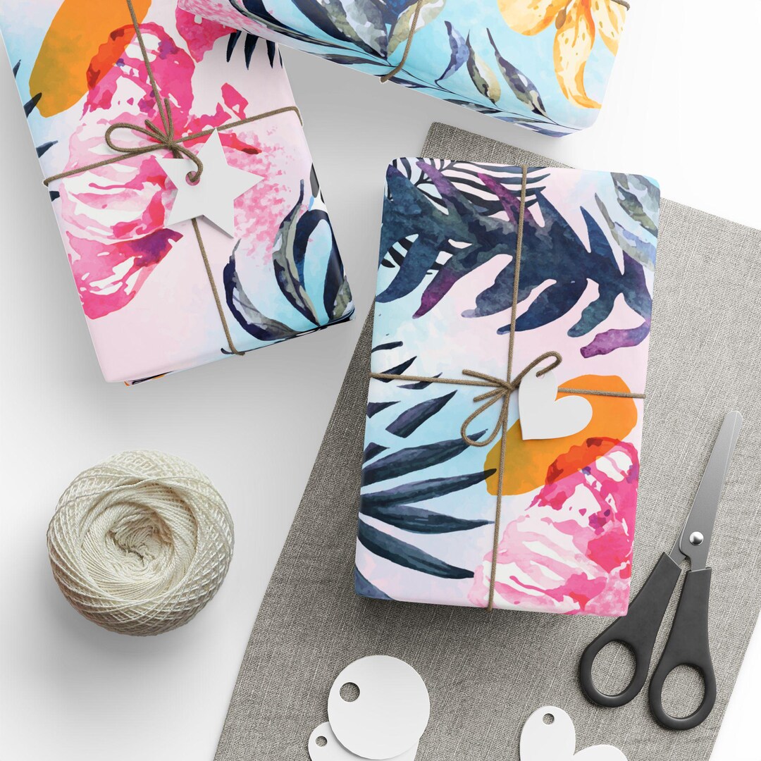 Tropical Floral Gift Wrap: Eco-friendly Fine Art Paper - Etsy
