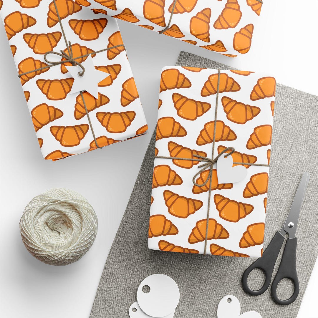 Croissant Wrapping Paper - Fun Gift Wrap for Food Lovers, Bakery Theme ...