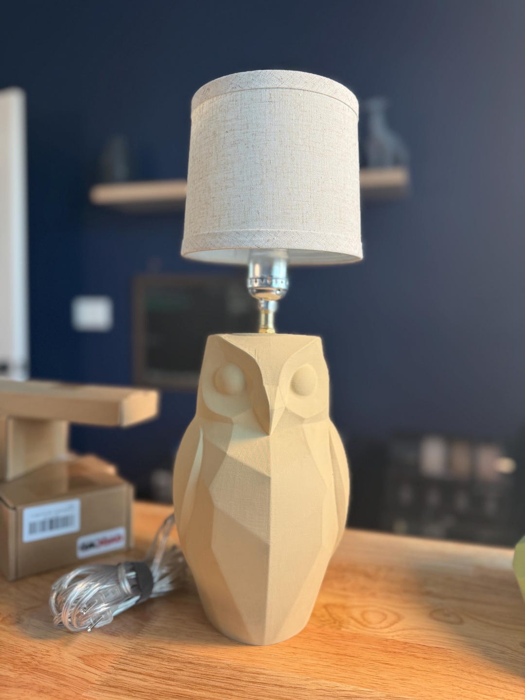 Geometric Owl Lamp With Shade & LED Bulb | Modern Animal Table Lamp ...