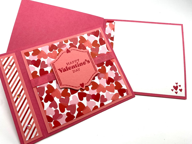 Handmade Valentine's Day Cards - Pink & Red Hearts, Set of 4 - Etsy