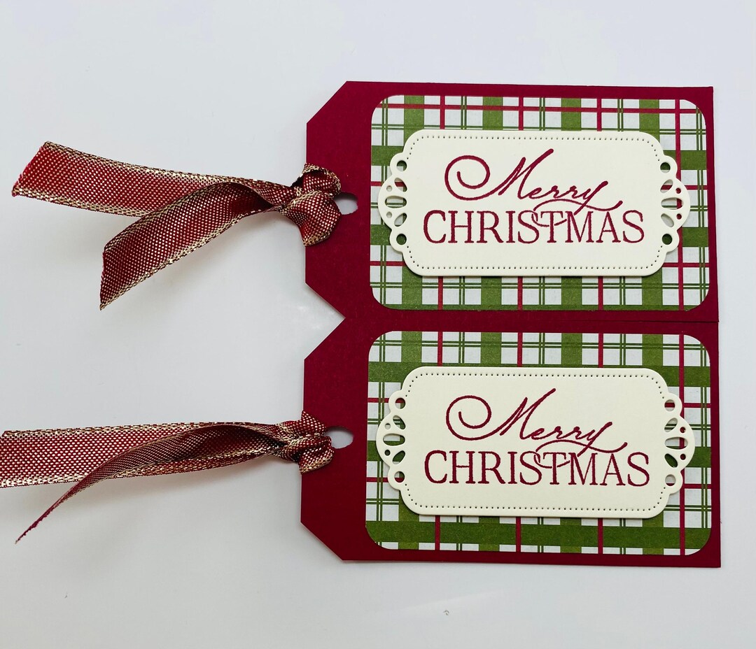 Handmade Christmas Gift Tags – Red & Green Plaid, Set of 2 - Etsy