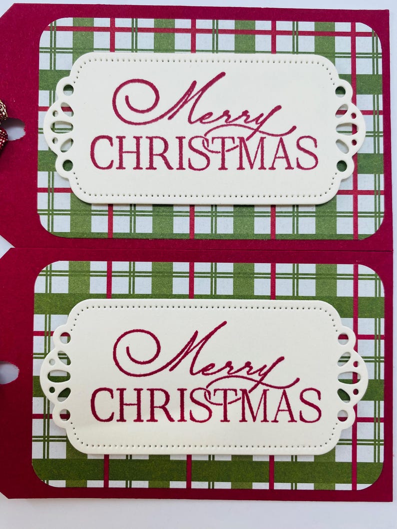 Handmade Christmas Gift Tags – Red & Green Plaid, Set of 2 - Etsy