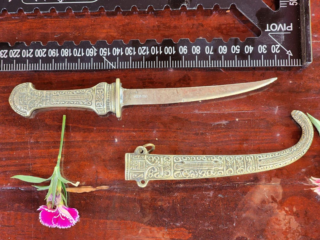Vintage Italian Brass Dagger With Ornate Sheath – Collectable ...