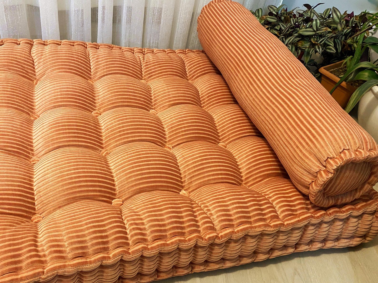 Tufted Corduroy Velvet French Cushion: Elegant Sofa, Bench, or Floor ...
