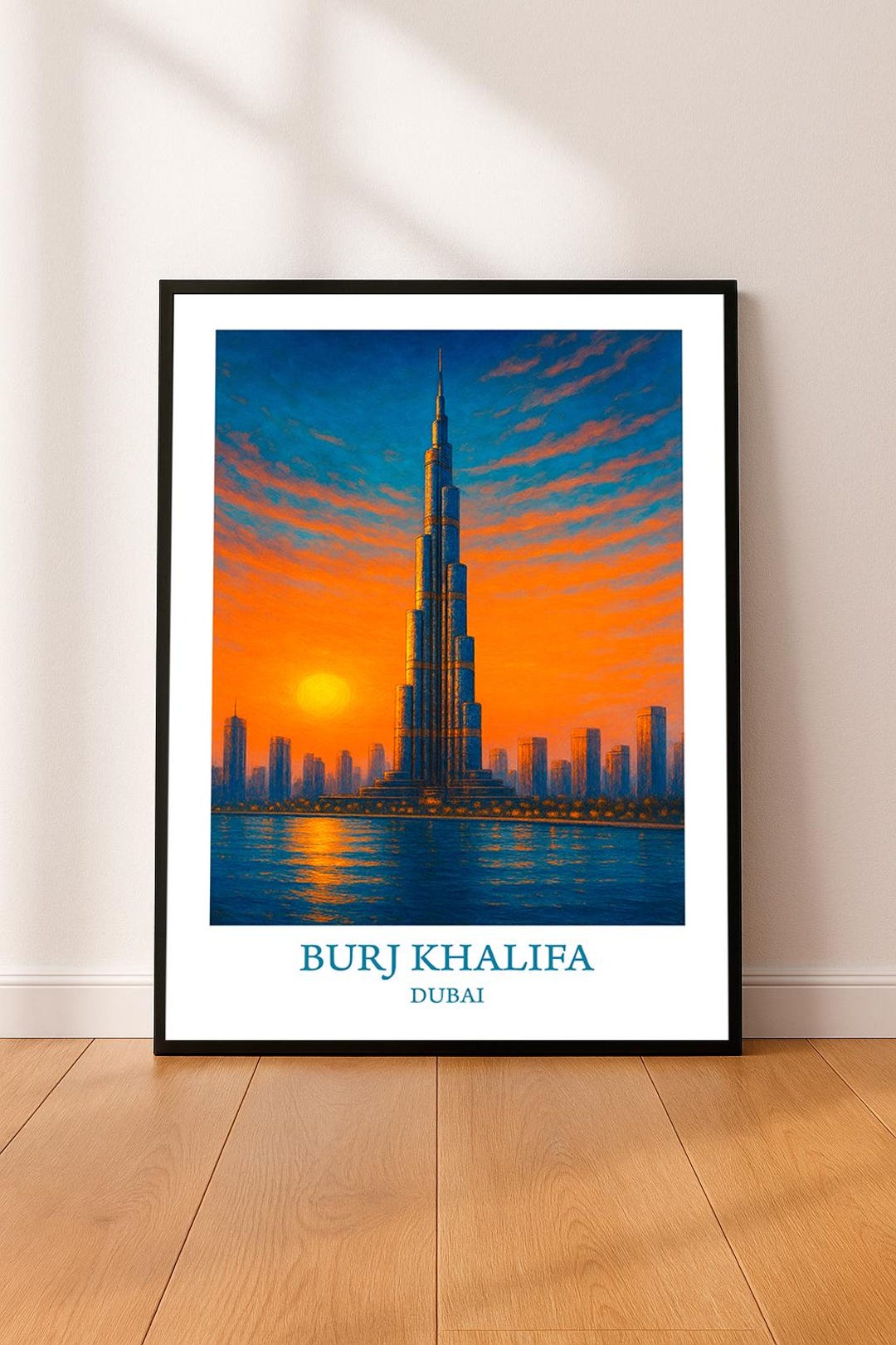 Burj Khalifa Golden Hour – Oil Painting Style | Dubai Skyline Printable ...