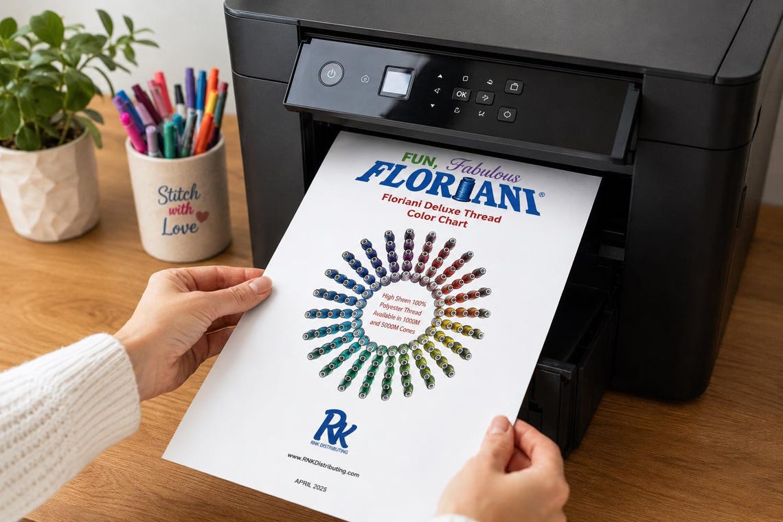 Floriani Deluxe Thread Color Chart PDF | Printable Embroidery Thread ...