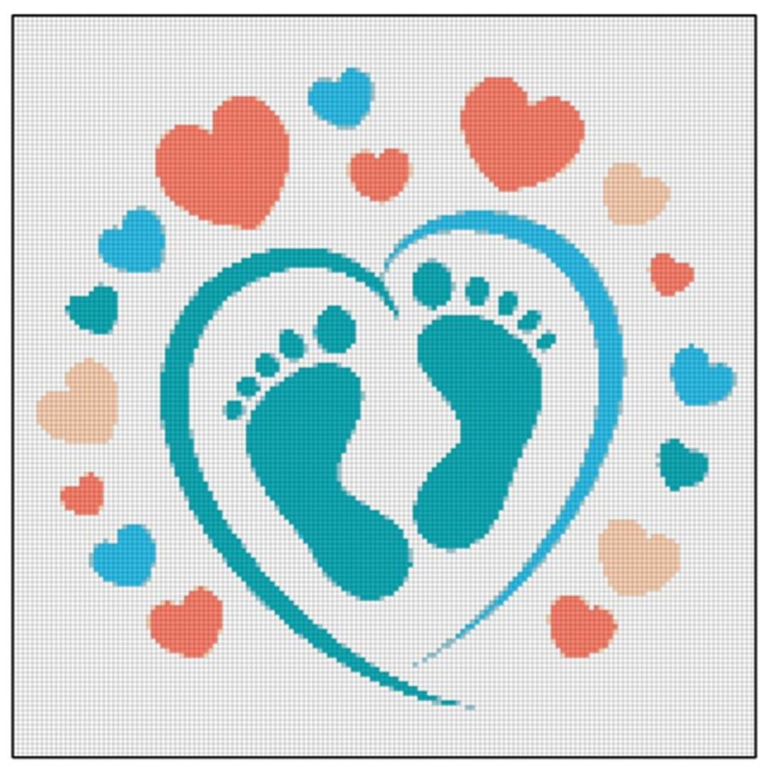 Modern Baby Footprint Cross Stitch Pattern – Nursery Decor (PDF ...