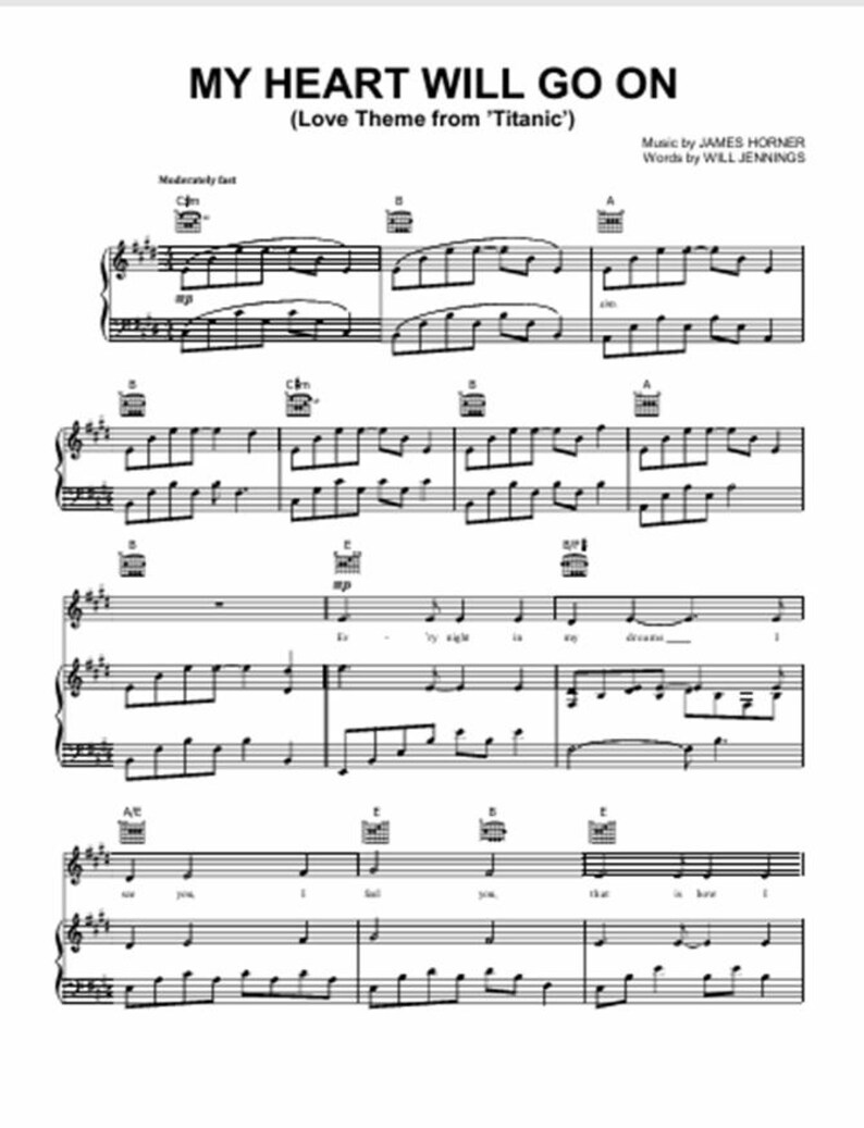 My Heart Will Go on Piano Sheet Music | Easy-intermediate (PDF Download ...