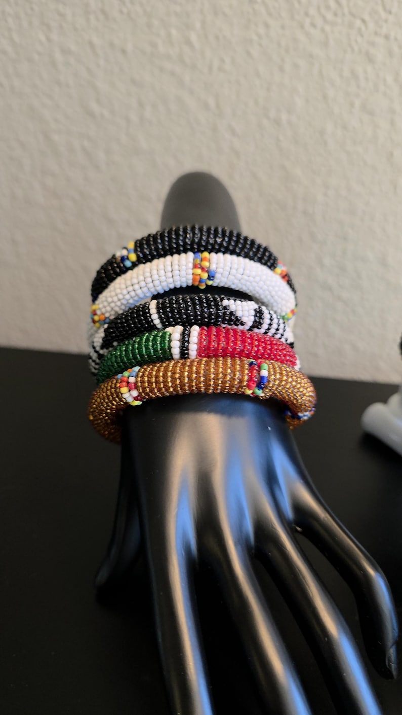 Handmade Maasai Beaded Bangle: Colorful African Tribal Bracelet - Etsy