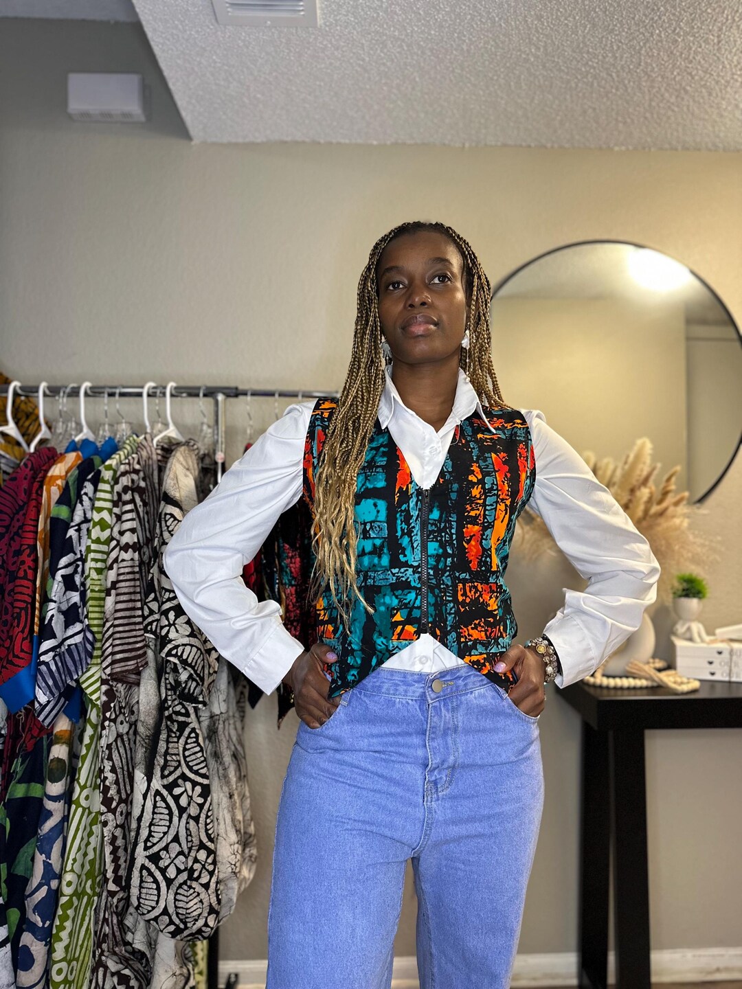 African Print Zip-up Vest | Ankara Sleeveless Top | Bold Festival ...