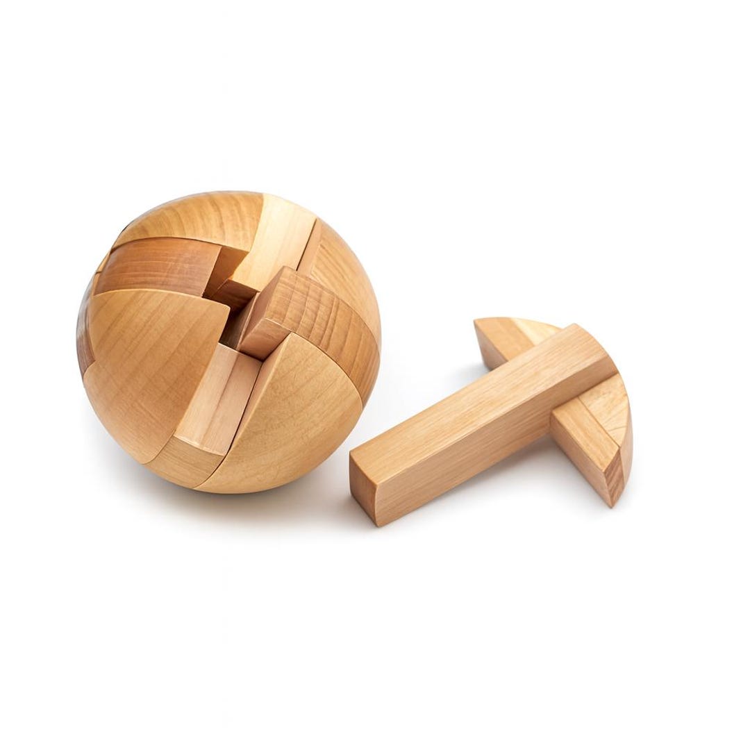 Handcrafted Wooden Puzzle Ball – Interlocking Wooden Brain Teaser ...