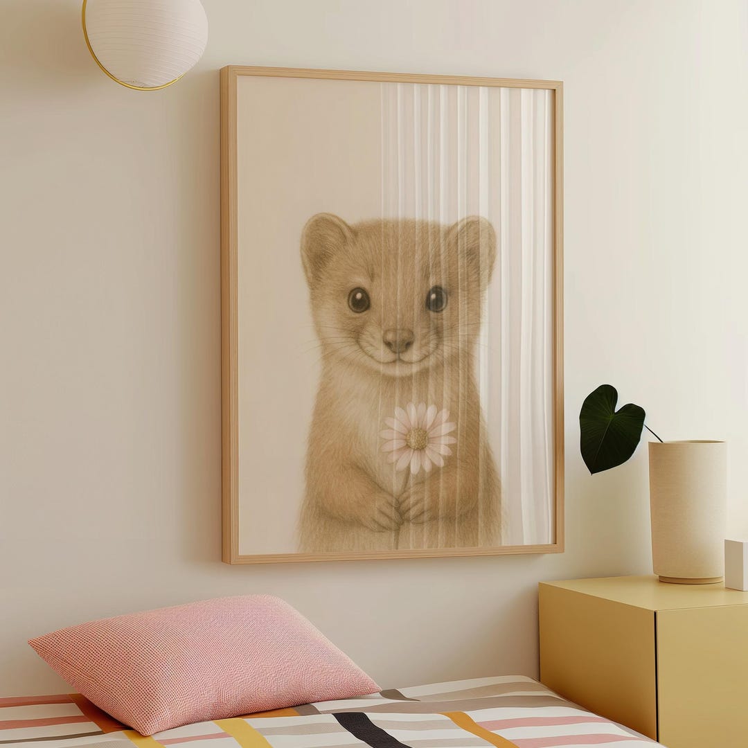 Japanese Weasel Nursery Wall Art –printable Animal Illustration ...