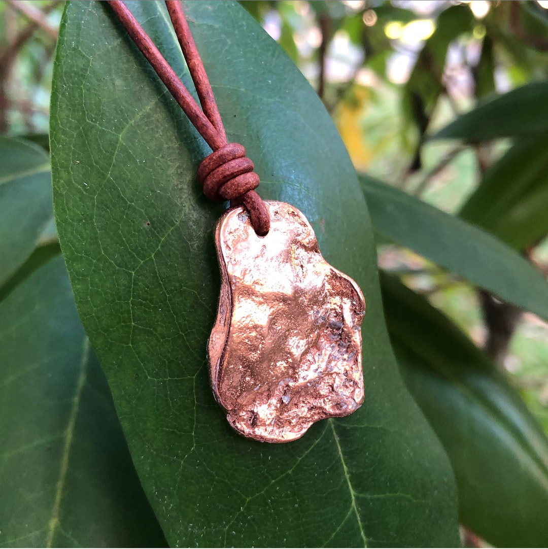 Native Copper Amulet: Organic Leather Cord Pendant - Etsy