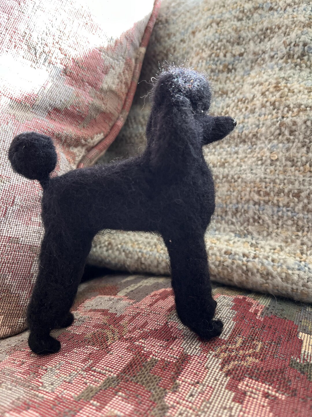 Small Poodle 4-1/2" X 5" Needle Felted Dog, Black, SIT (susan Innes ...