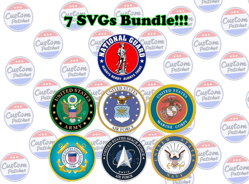 7 US Military Logo SVG Png Bundle, Army Svg, Navy Svg, Air Force, Coast ...