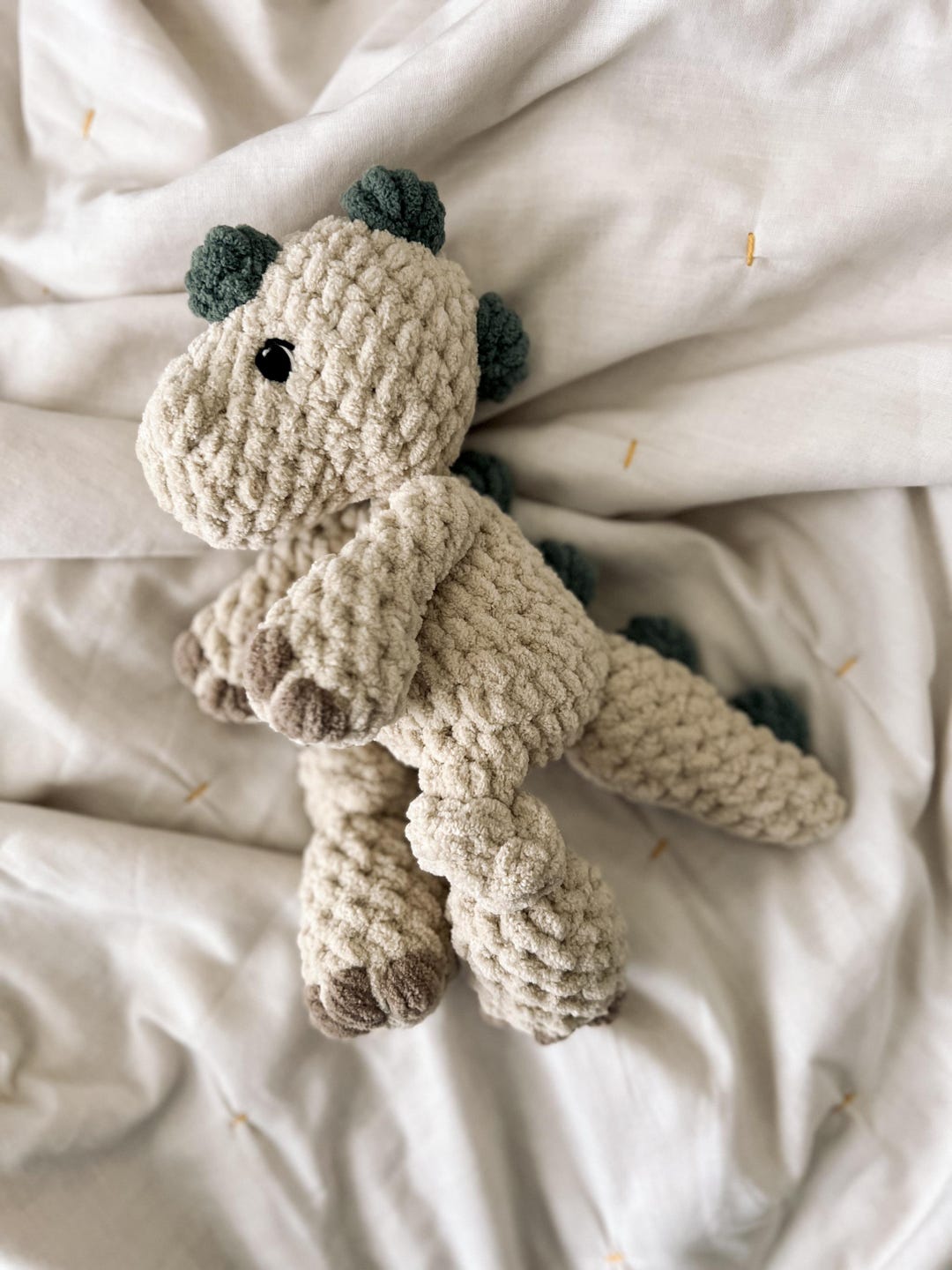 Dinosaur Crochet Plushie - Handmade Stuffie |neutral Stuffed Animal ...