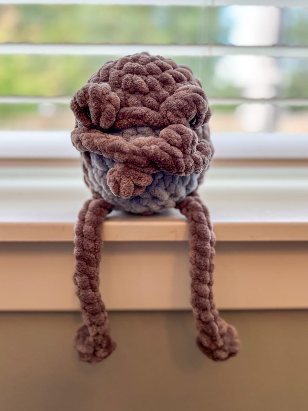Jumbo Crochet Grumpy Frog Stuffie – Chenille Yarn Plush Decor - Etsy