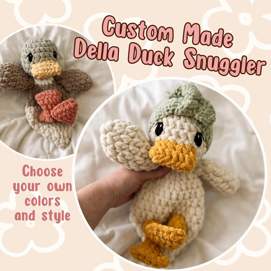 Della Duck Crochet Snuggler - CUSTOM MADE to ORDER - Baby Shower Gift ...