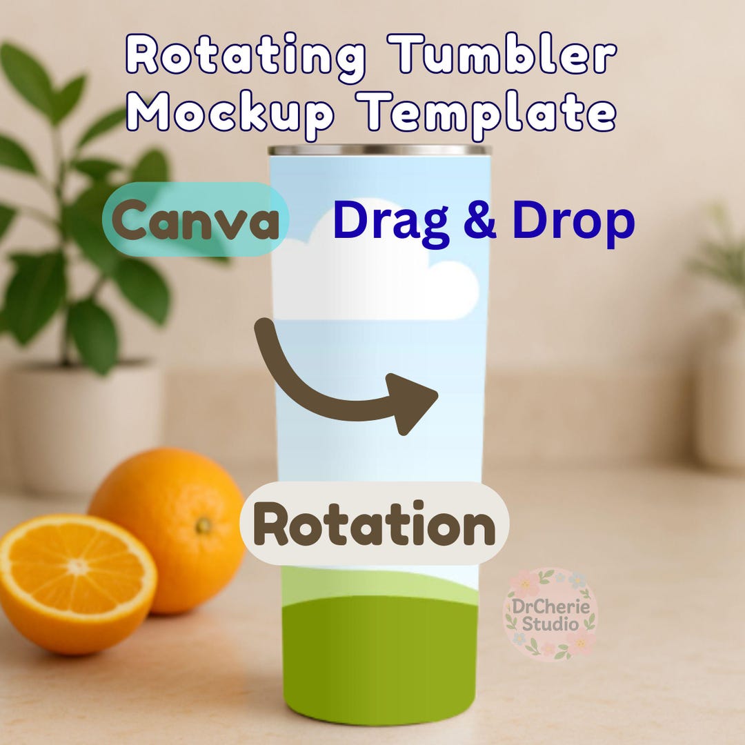20oz Rotating Tumbler Mockup: Canva Template, Drag and Drop (digital ...