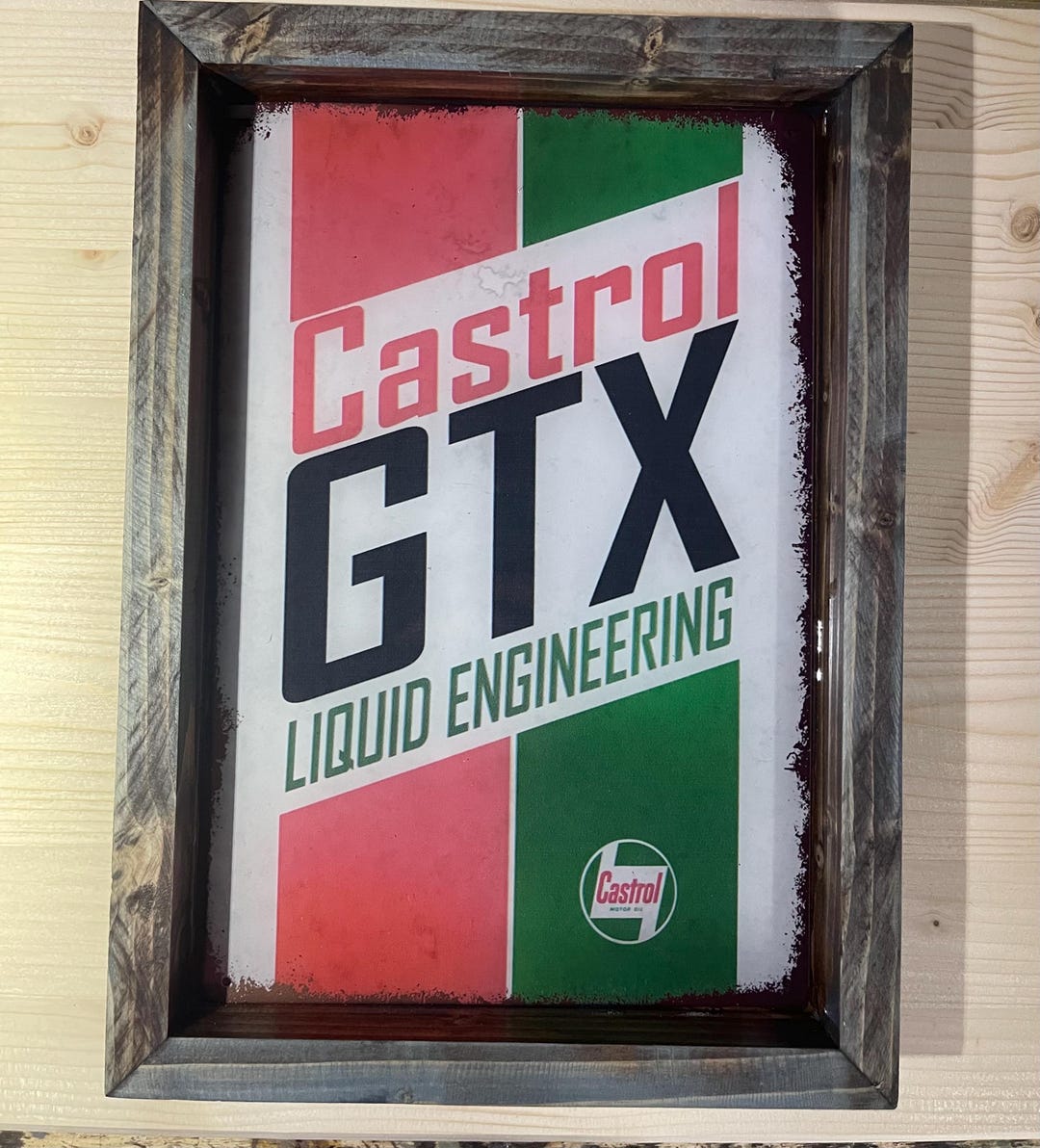 Castro GTX Motor Oil Sign – Framed Retro Gas Station Catch All Tray - Etsy