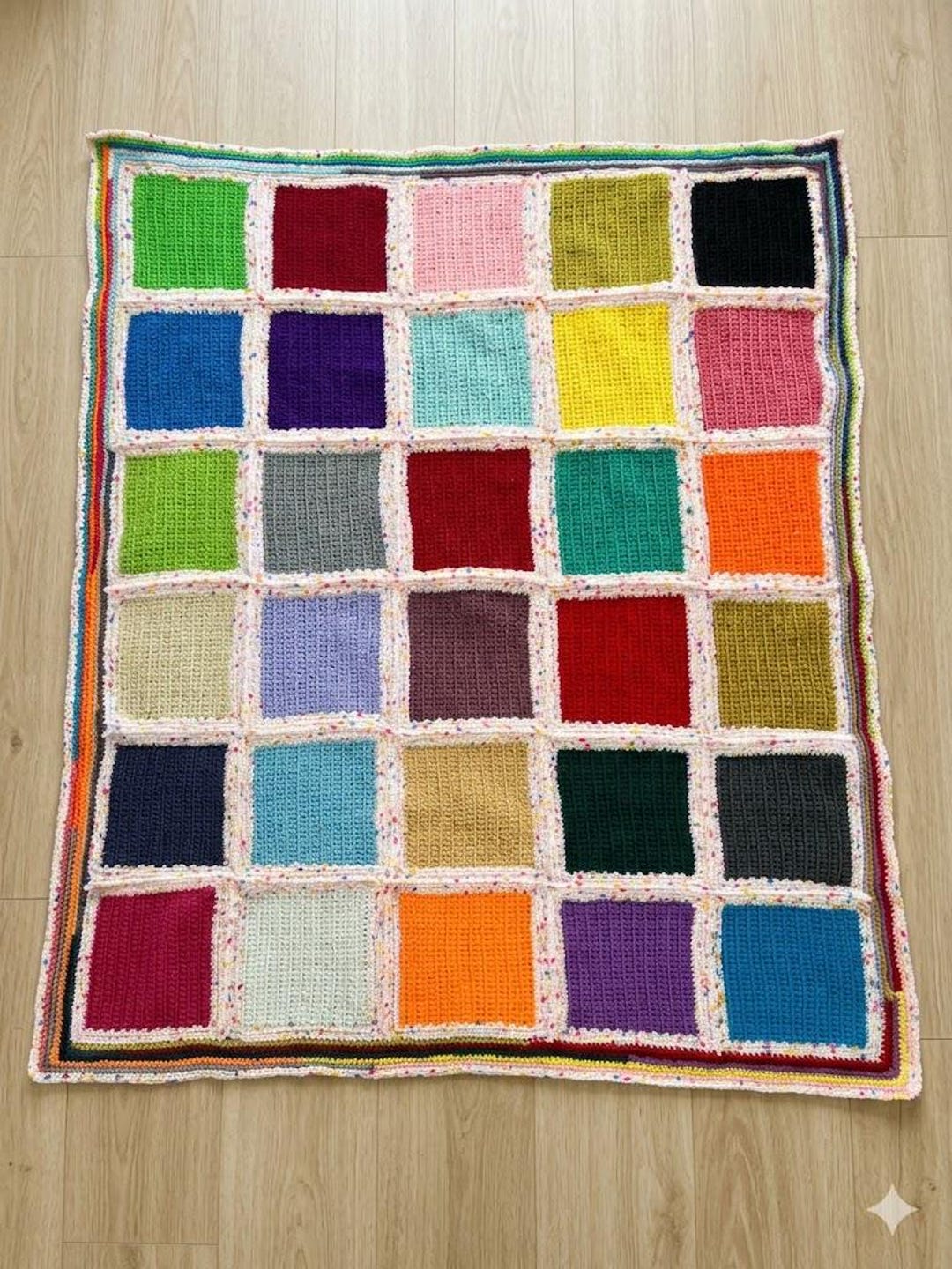 Handmade Multi-color Patchwork Crochet Blanket | Vibrant Rainbow Afghan ...