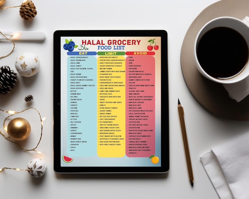 Halal Islamic Family Meal Prep & Grocery List, Instant Download PDF - Etsy