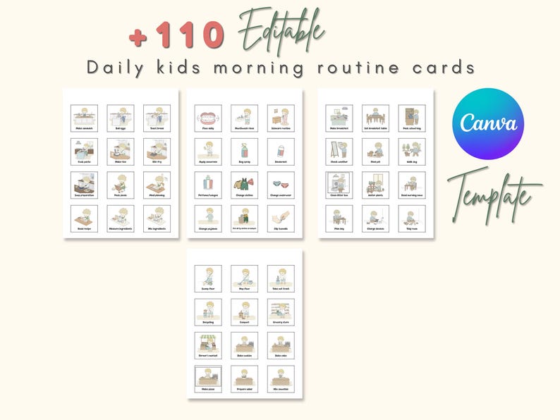 Daily Routine Cards Visual Schedule Toddler Routine Chore Chart Daily ...