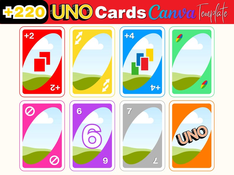 Editable Uno Card Template, Canva Playing Card Template, Customizable ...