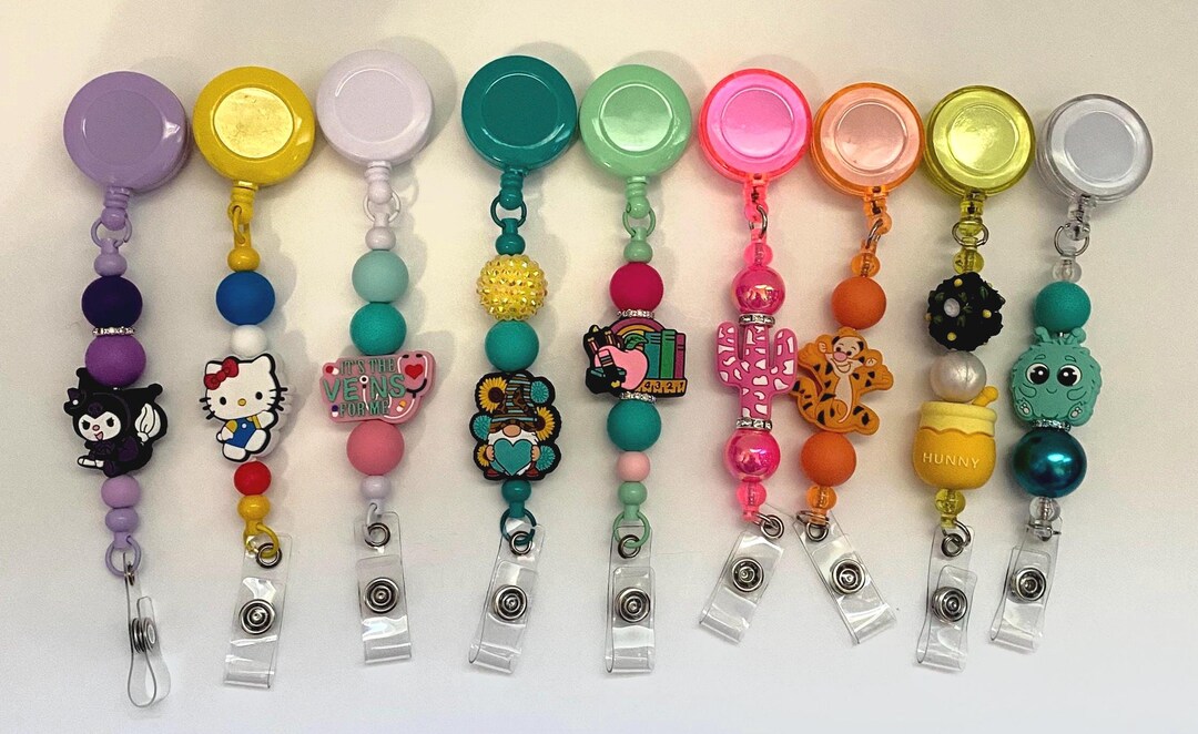 Character Beaded Badge Reels - Etsy