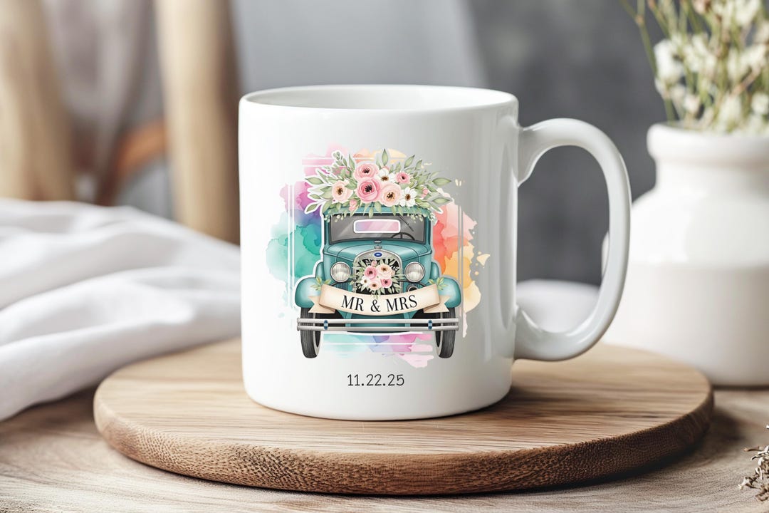 Custom Wedding Date Mug, Personalized Ceramic Coffee Mug, Custom Mr and ...