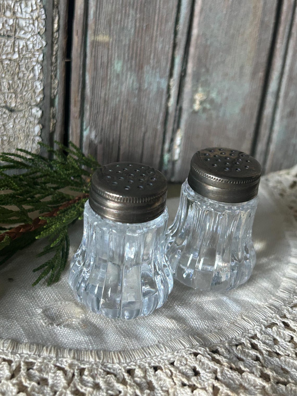 Vintage Tiny Salt and Pepper Shakers, Crystal Look Acrylic Plastic With ...