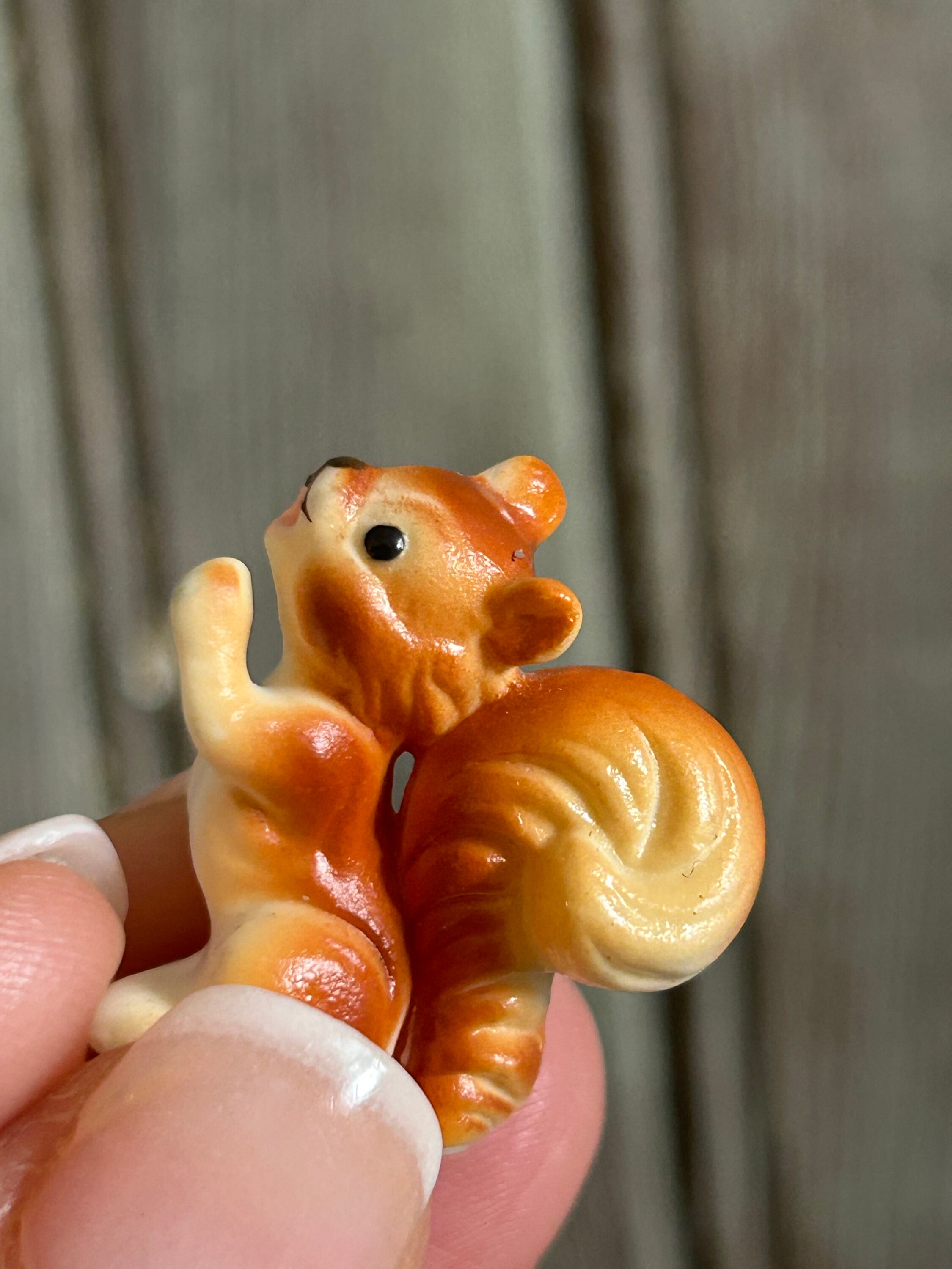 Miniature Ceramic Squirrel & Chipmunk Pair, Terrarium, Dollhouse ...