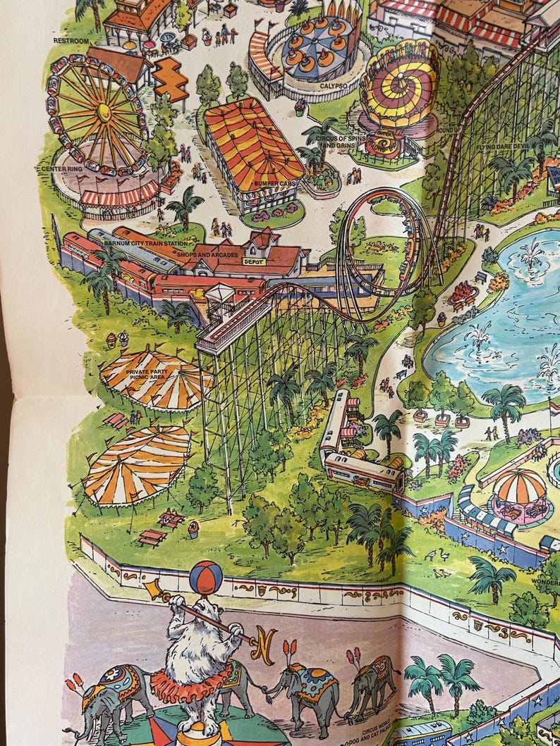 Vintage Circus Souvenir Map Poster, Ringling and Barnum Bailey Circus ...