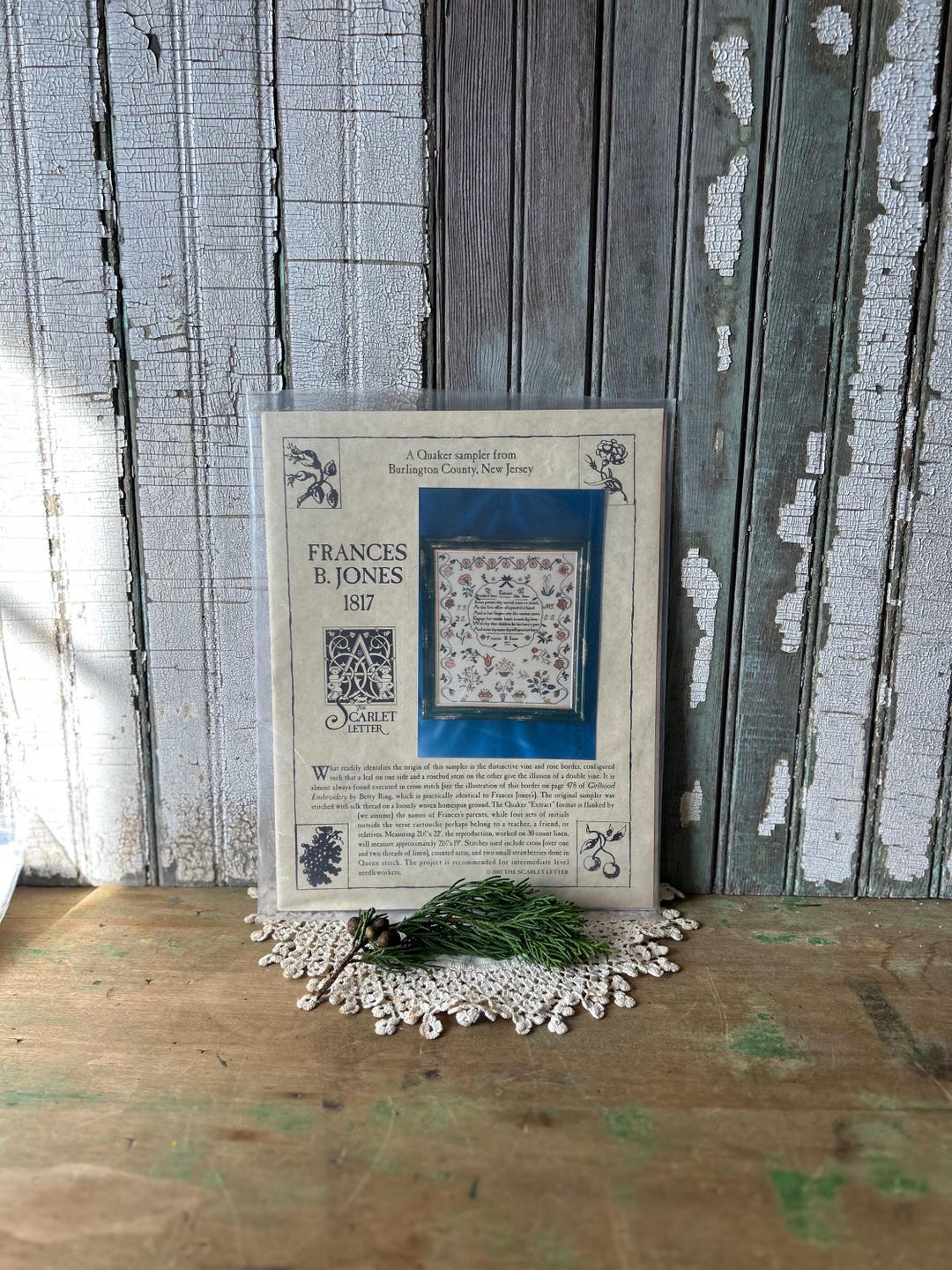 Vintage Cross Stitch Chart, Quaker Sampler From Burlington, NJ ...