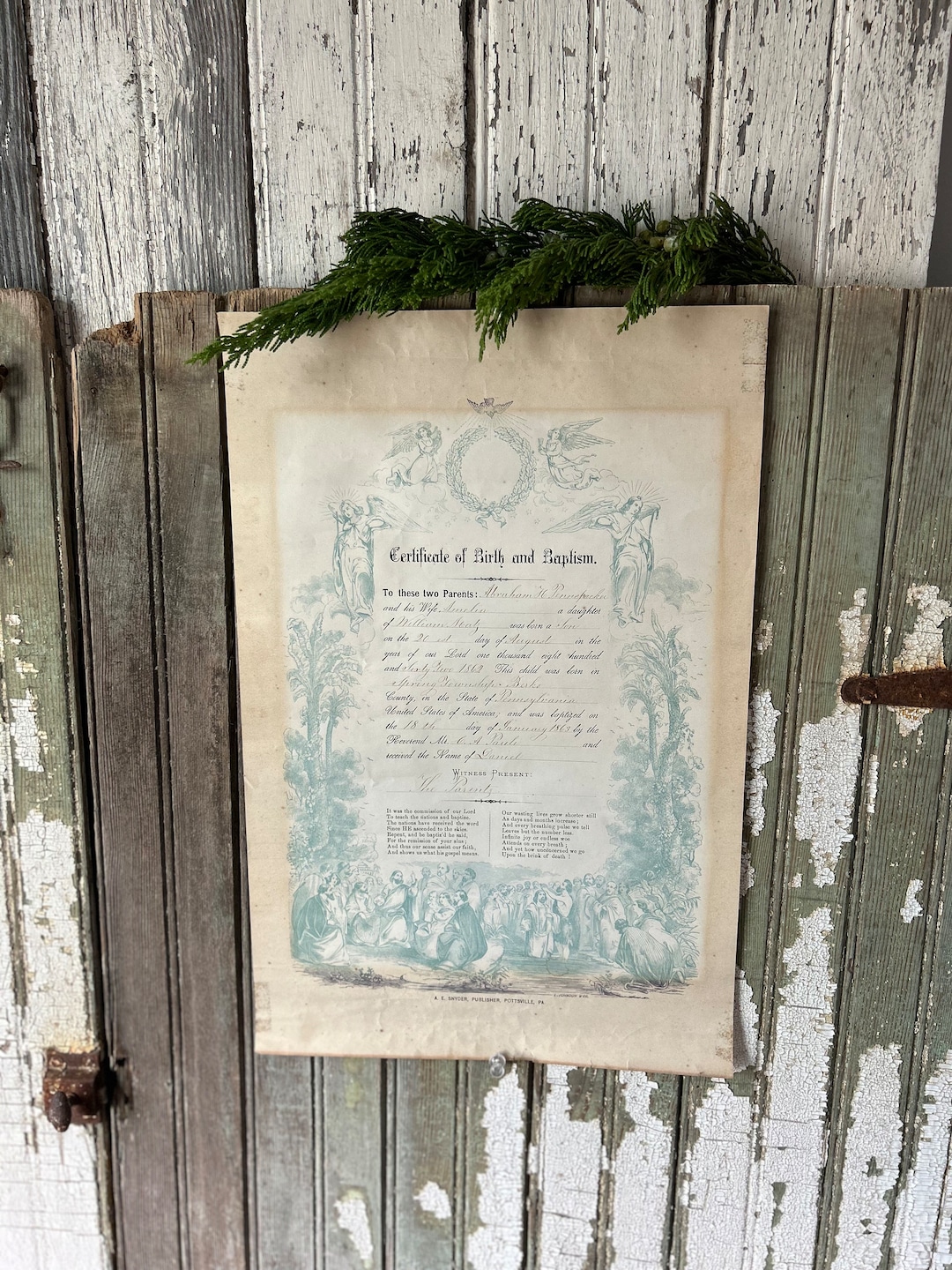 Antique Certificate of Birth, Baptism, 1800s - Etsy