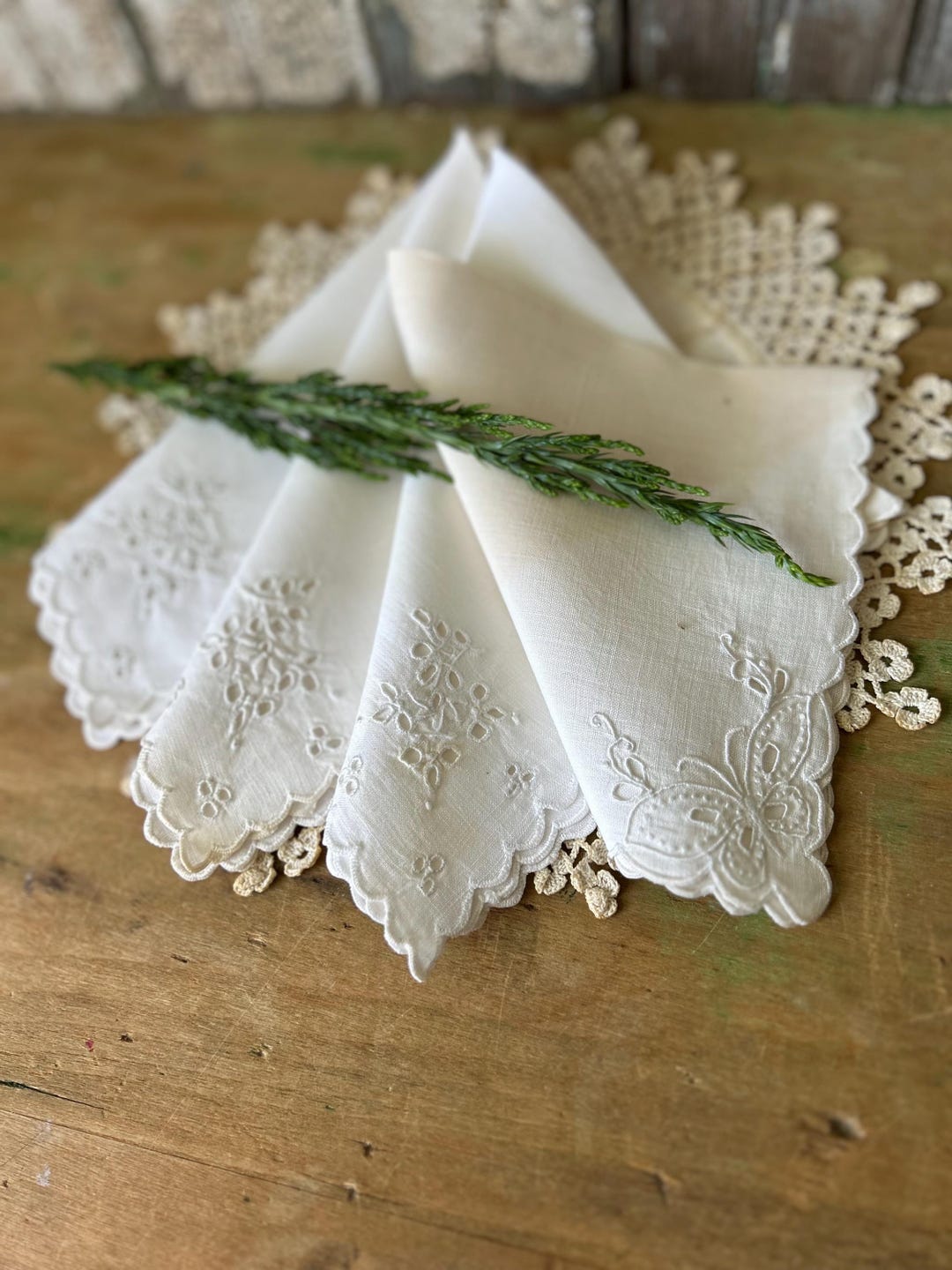 Vintage Cut Work Linen Hankies, Set of 4, Romantic Cottage Style - Etsy