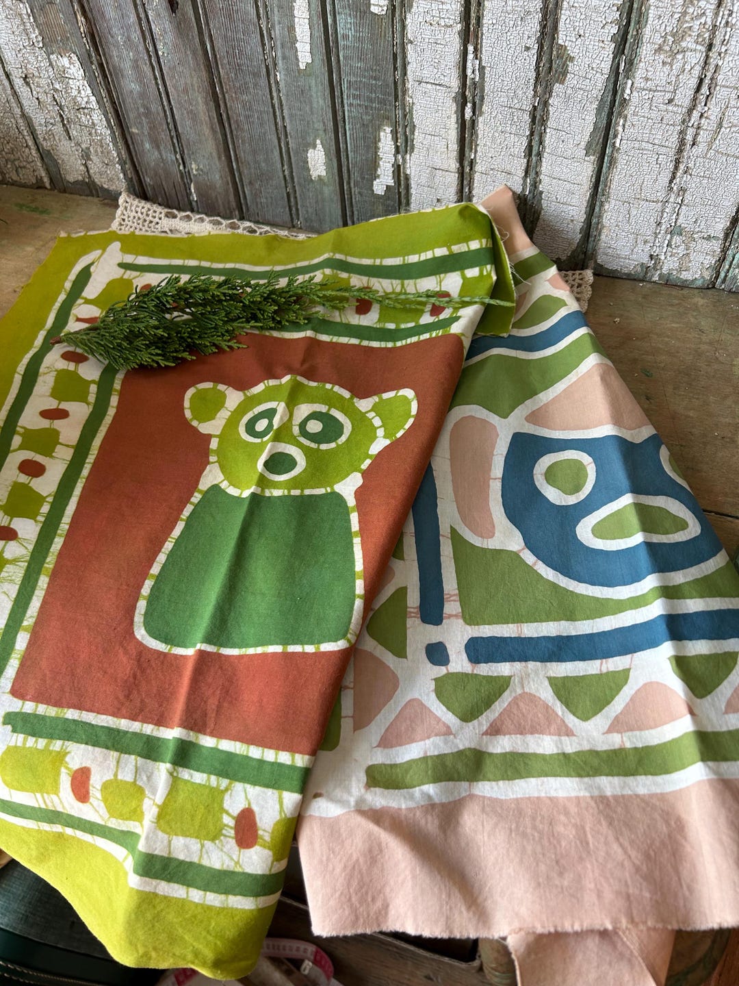 Vintage Monkey Face Cotton Batik Fabric Squares, From St Vincent, You ...
