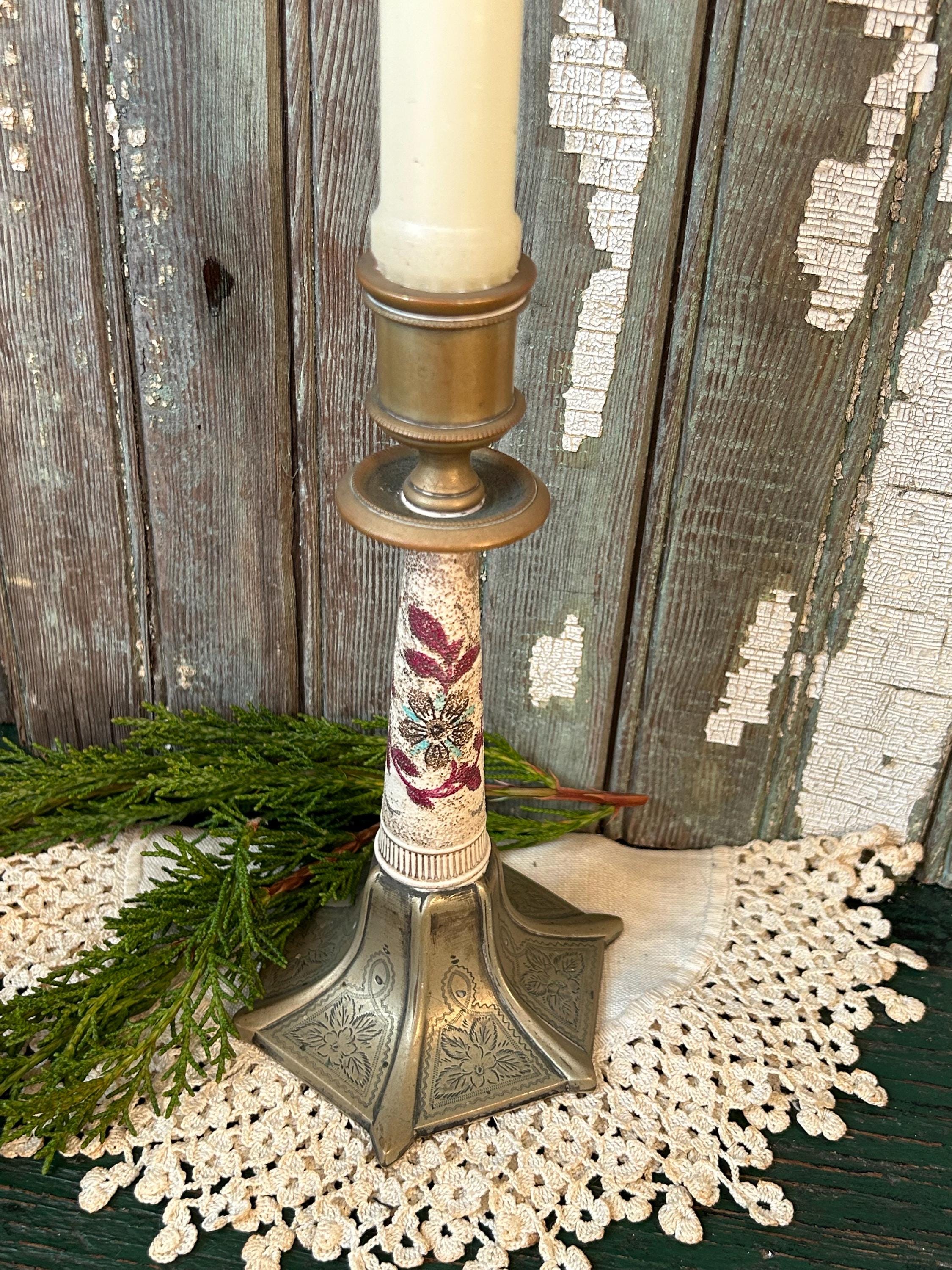 Vintage Engraved Brass Candlestick, Found in England - Etsy