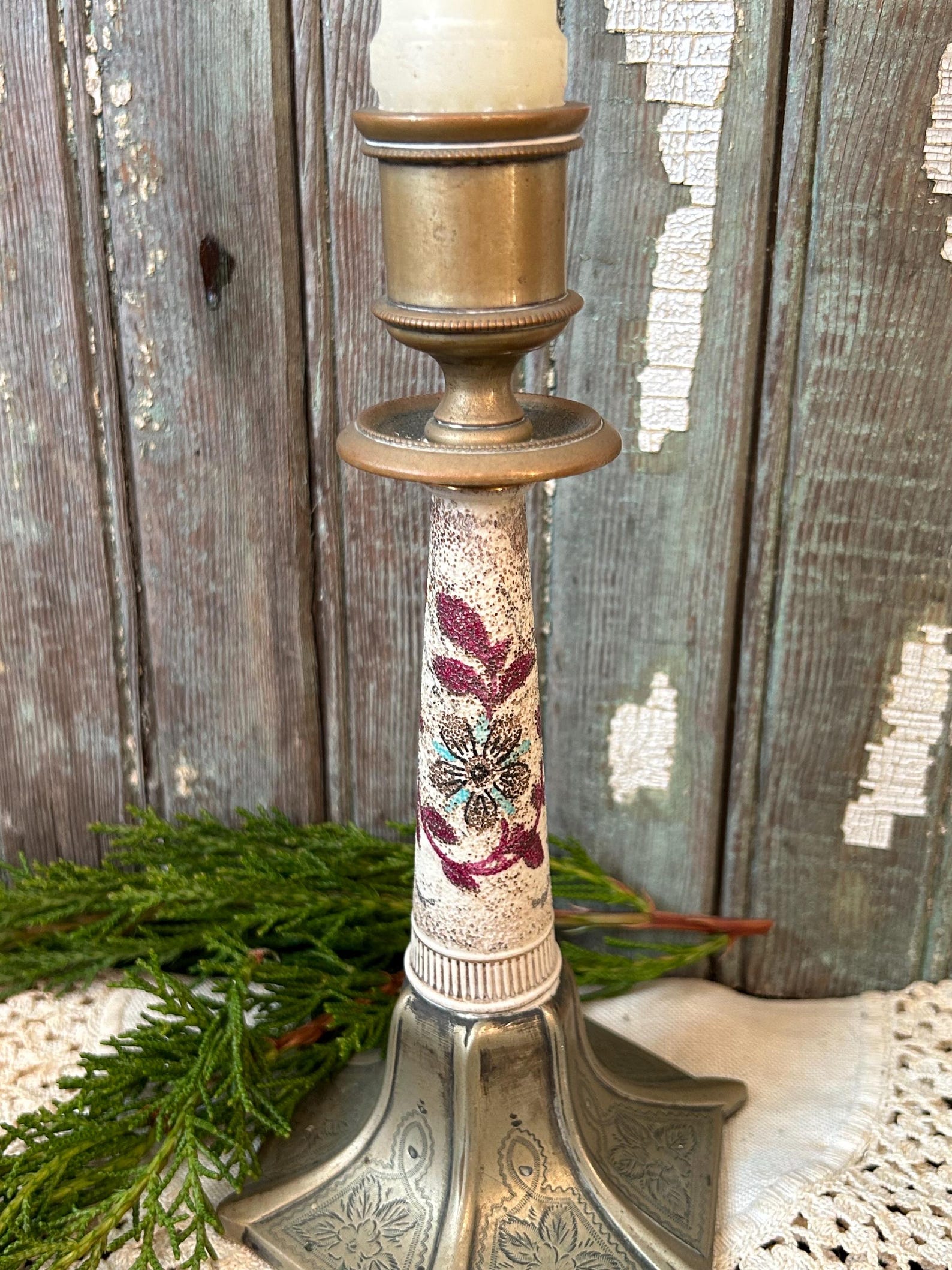 Vintage Engraved Brass Candlestick, Found in England - Etsy