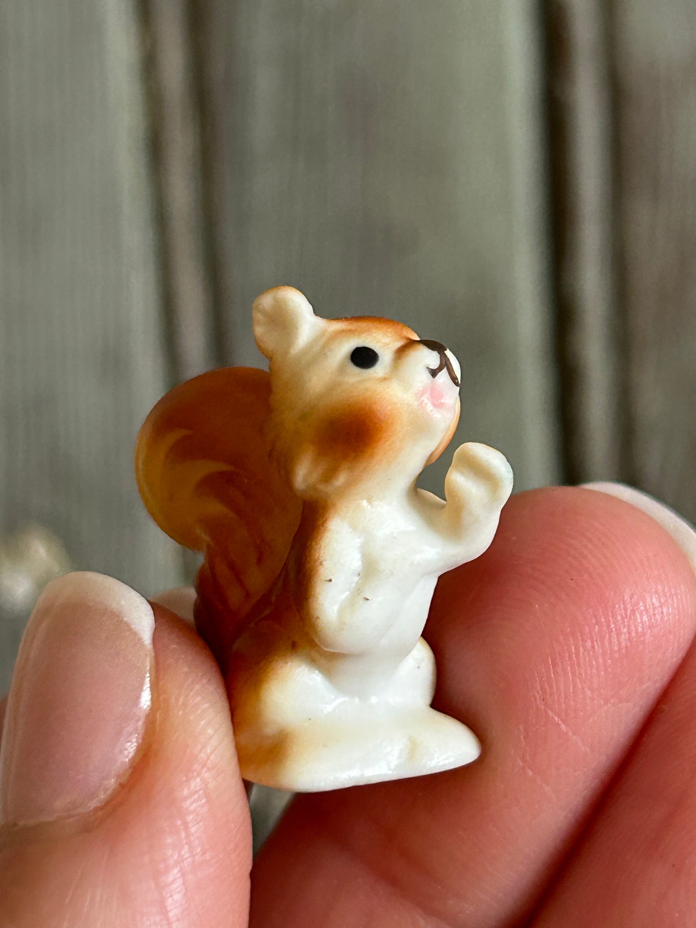Miniature Ceramic Squirrel & Chipmunk Pair, Terrarium, Dollhouse ...