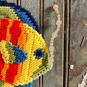 RAINBOW Fish Craft, Yarn Art Sculpture, Needlework, Handmade, Vintage ...
