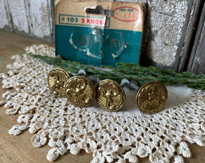 Vintage French Provincial Style Metal Drawer Knobs, Pulls, Antique Gold ...