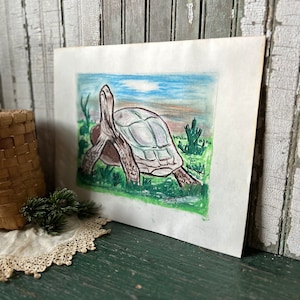 Original Pastel ART, Large Turtle, Tortoise, 1975 - Etsy