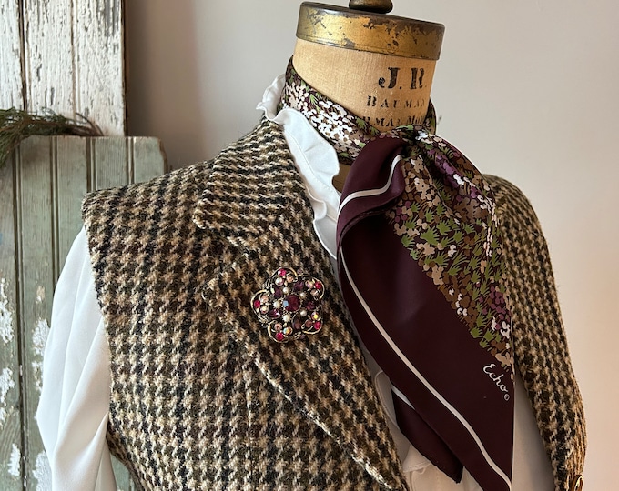 Houndstooth Harris Tweed Vest, Vintage Piece - Sz XS, Tiny - Etsy