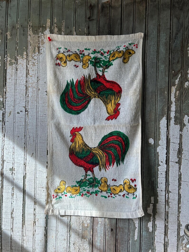 Vintage Rooster Tea, Kitchen Towel, Lightweight Terry Cloth - Etsy