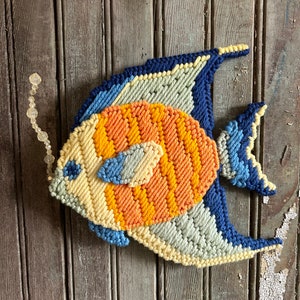 RAINBOW Fish Craft, Yarn Art Sculpture, Needlework, Handmade, Vintage ...