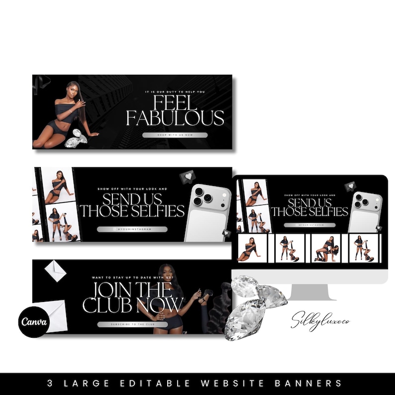 Website Luxury Banner Templates | Hair Shopify Wix Web Banners | Web ...