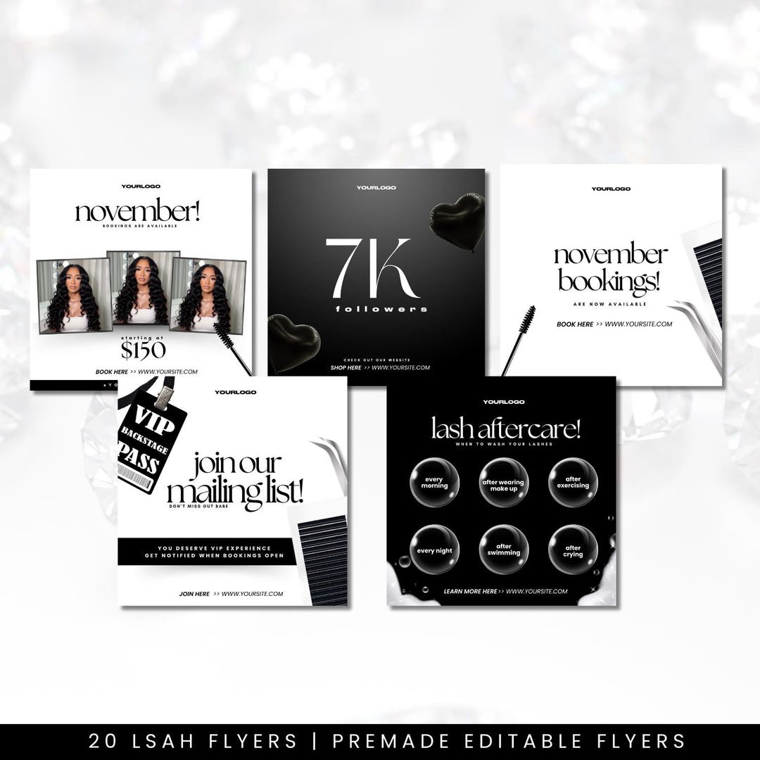 Lash Tech Luxury Flyers, Lash Tech Branding Kit, 20 Included Lashes ...
